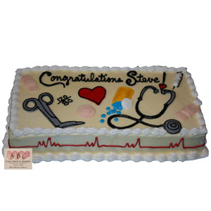 (1149) Medical Graduation Cake for Doctor or Nurse - ABC Cake Shop & Bakery