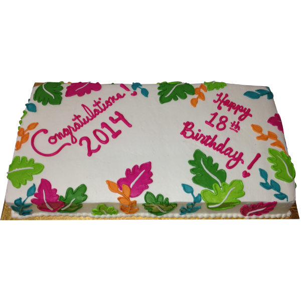 (1266) Tropical Sheet Cake for Birthday with leaves - ABC Cake Shop ...