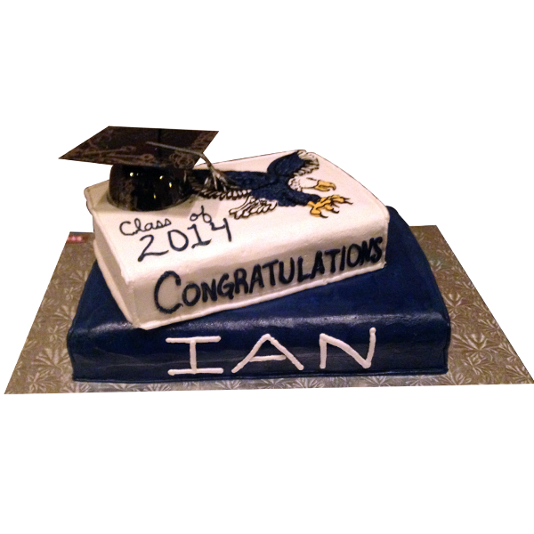 (1408) Eagle Graduation Cake - 2 Layers - ABC Cake Shop & Bakery