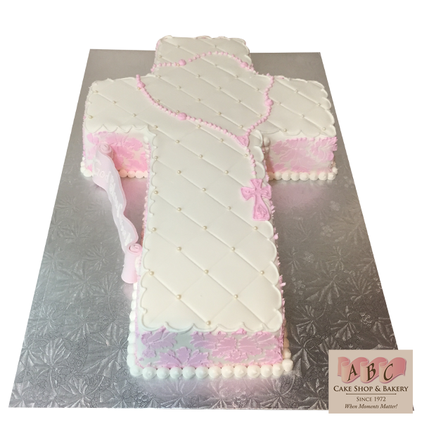 (1626) Cross Baptismal Cake - ABC Cake Shop & Bakery