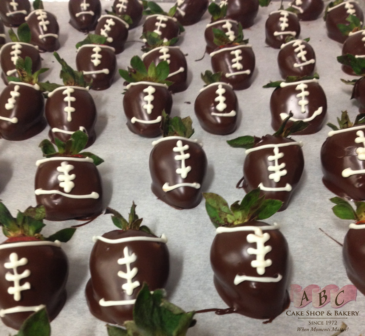 (1644) Chocolate Covered Strawberry - Football - ABC Cake Shop & Bakery