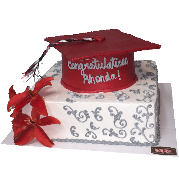 (1630) Graduation Cake with Red Cap - ABC Cake Shop & Bakery