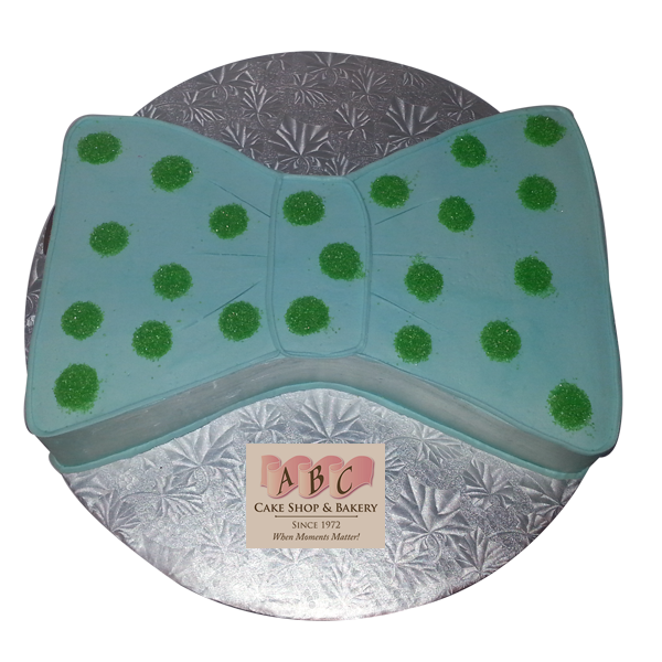 (1671) Blue Bow Tie with Green Polka-dots - ABC Cake Shop & Bakery