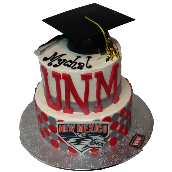 (1747) 2 Tier UNM Graduation Cake - ABC Cake Shop & Bakery