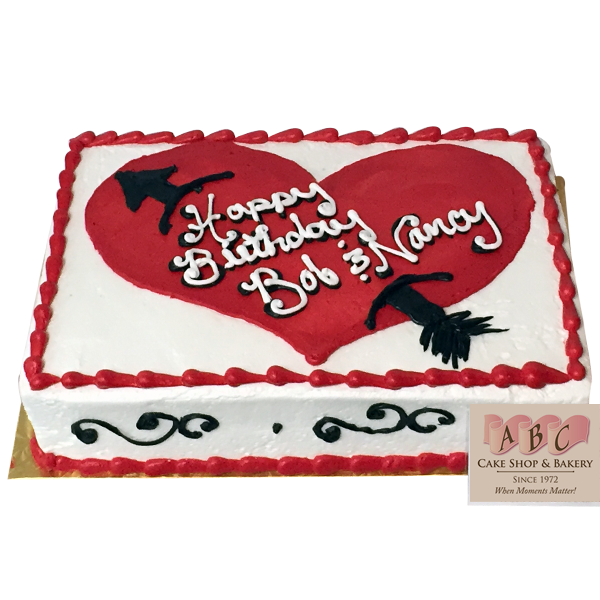 (1850) Heart with Arrow Sheet Cake - ABC Cake Shop & Bakery