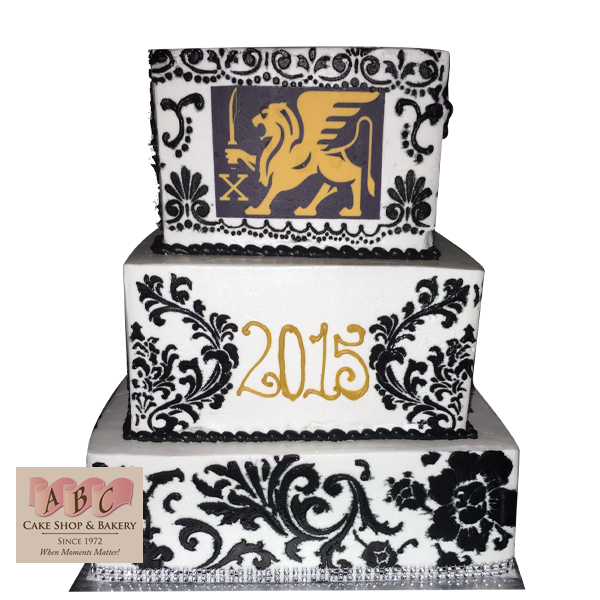 (2075) St Pius 2015 Graduation 3 Tier Square Cake - ABC Cake Shop & Bakery