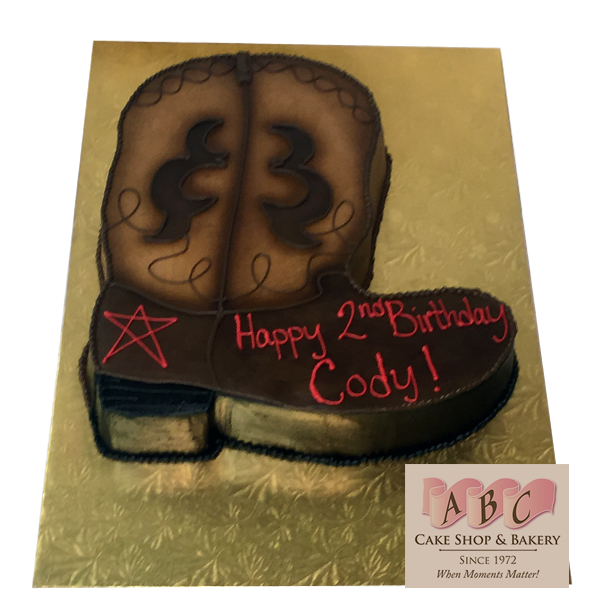 (2093) Cowboy Boot Shaped Birthday Cake - ABC Cake Shop & Bakery