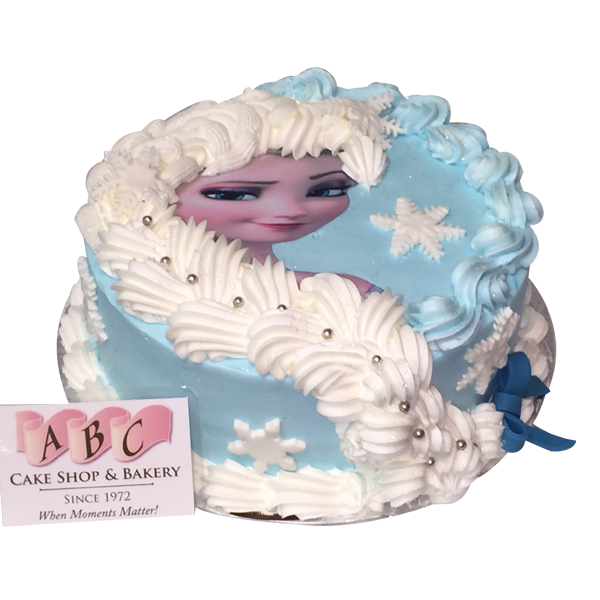 (2095) Elsa Round Cake with long frosting braid - ABC Cake Shop & Bakery