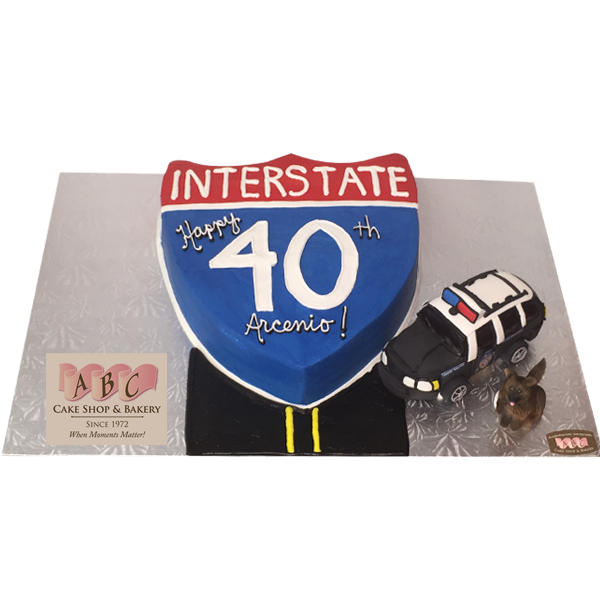 (2100) Interstate 40 Birthday Cake with Police Car & Dog - ABC Cake ...