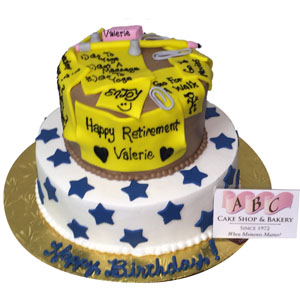 (2208) Post-it Note Retirement Cake - ABC Cake Shop & Bakery