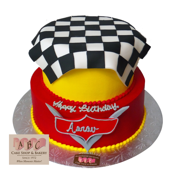 (2252) 2 Tier Disney Cars Racing Cake - ABC Cake Shop & Bakery