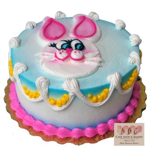 (2266) Round Easter Bunny Face Cake - ABC Cake Shop & Bakery
