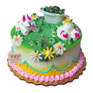(2267) Round Easter Cake bunnies & Basket - ABC Cake Shop & Bakery